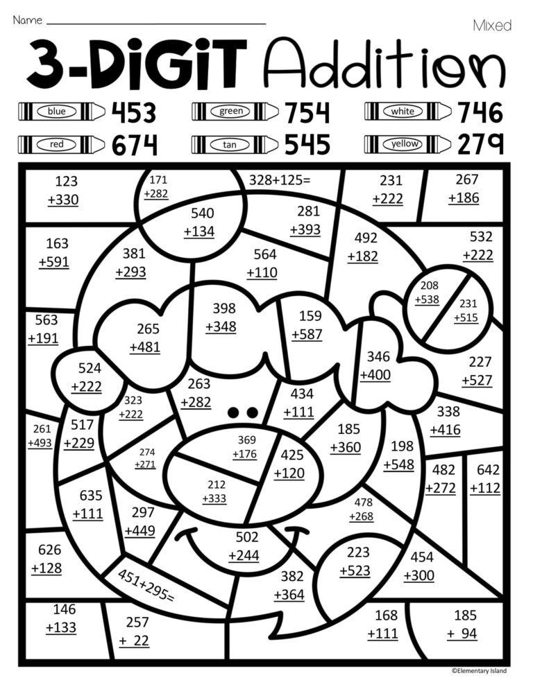 Christmas Multiplication Color By Number Printable Worksheets Free ...