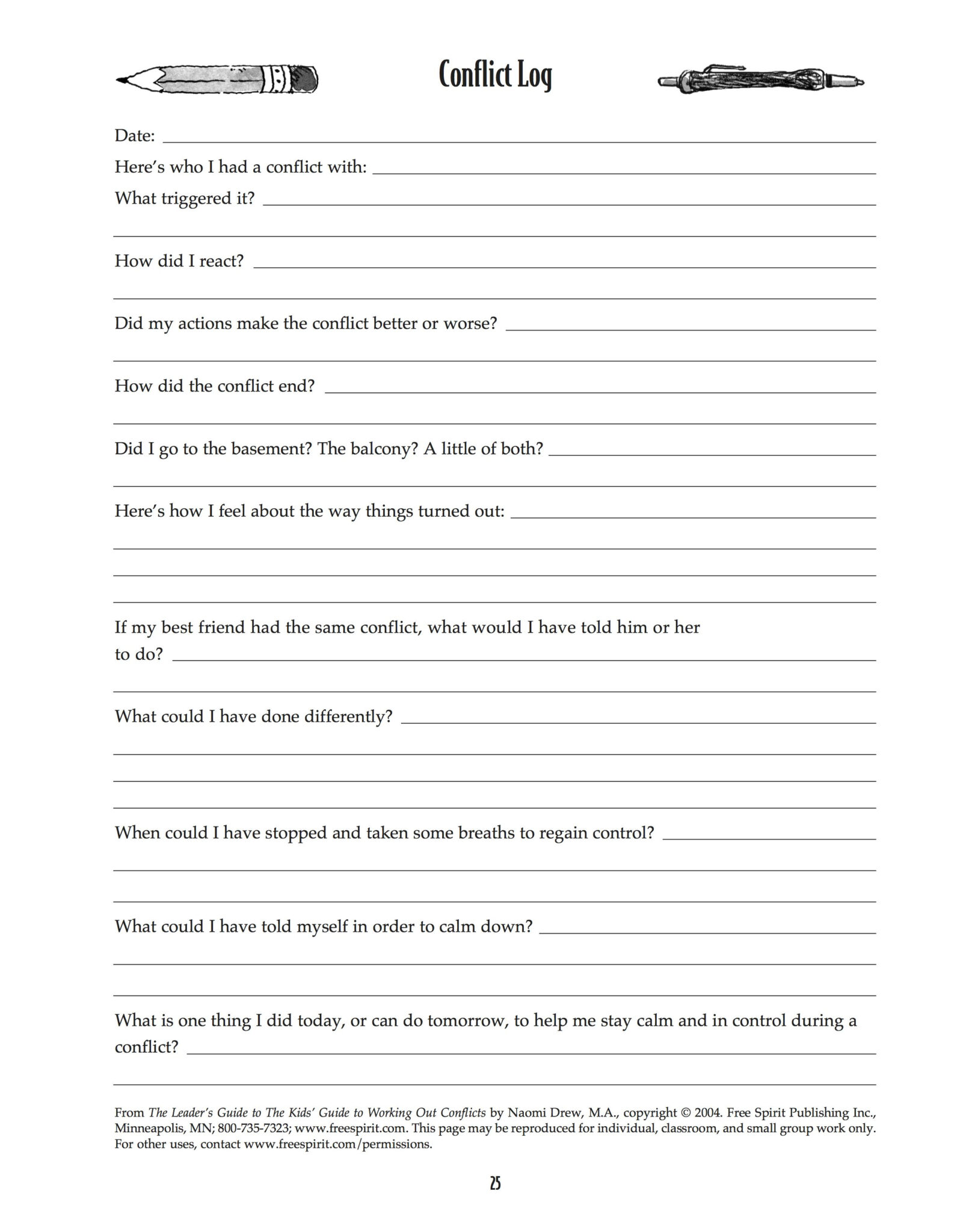 free printable conflict resolution worksheets | Printable Worksheets