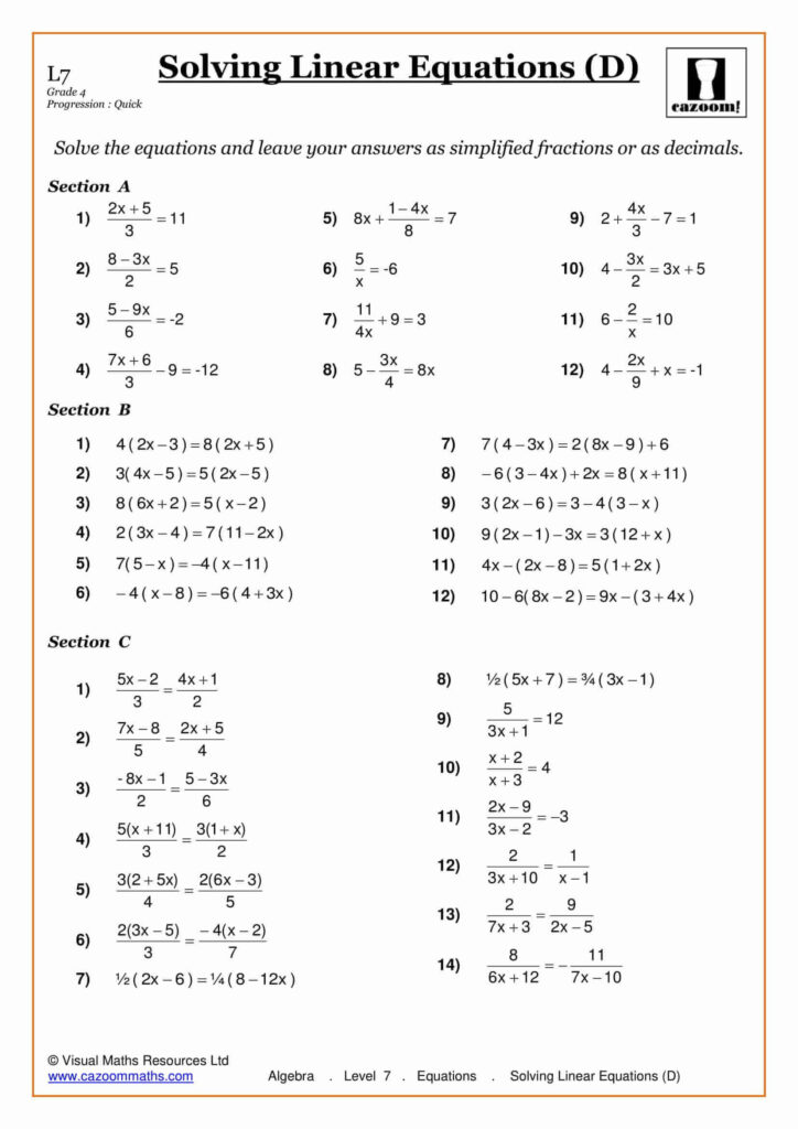 printable algebra worksheets | Printable Worksheets