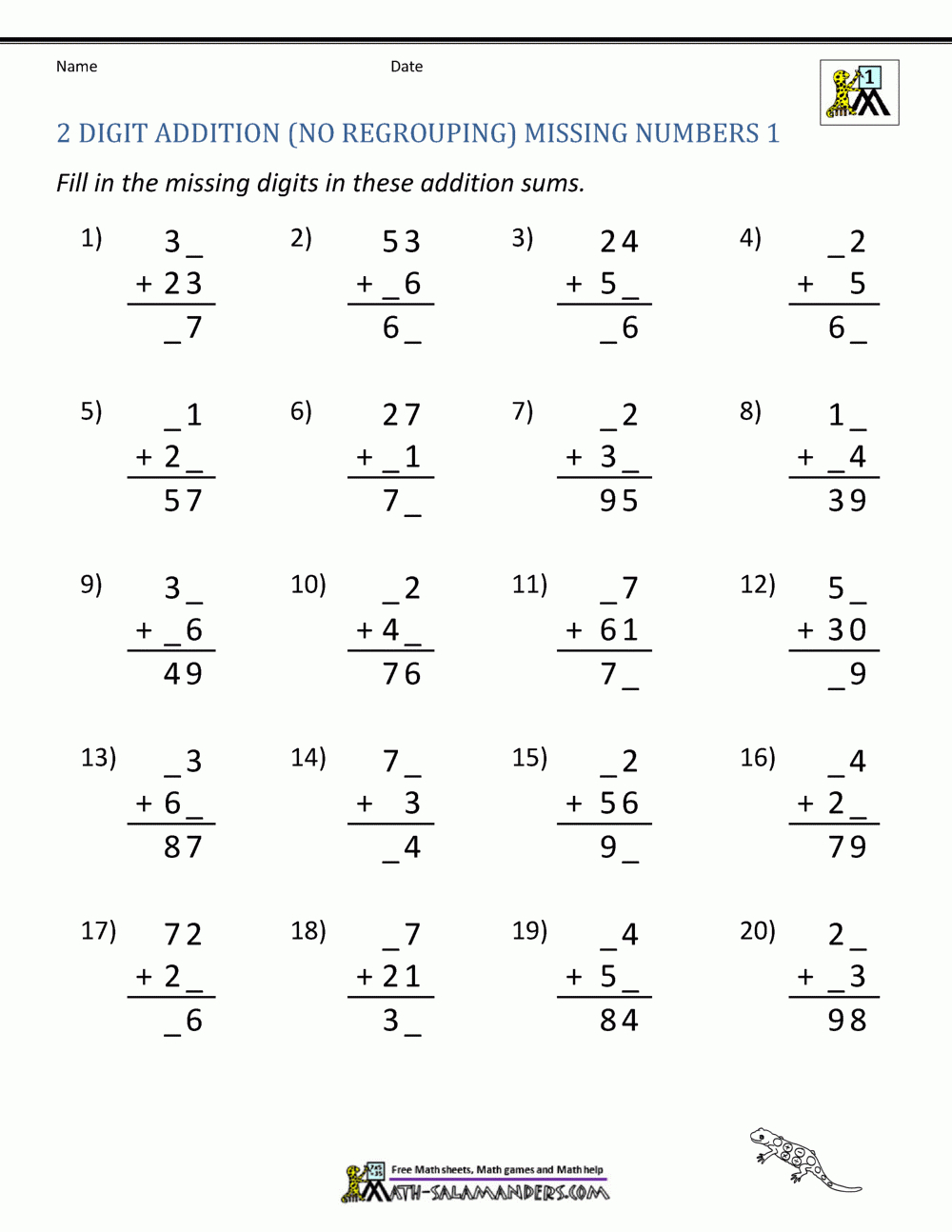 Free Printable Double Digit Addition Worksheets | Printable Worksheets