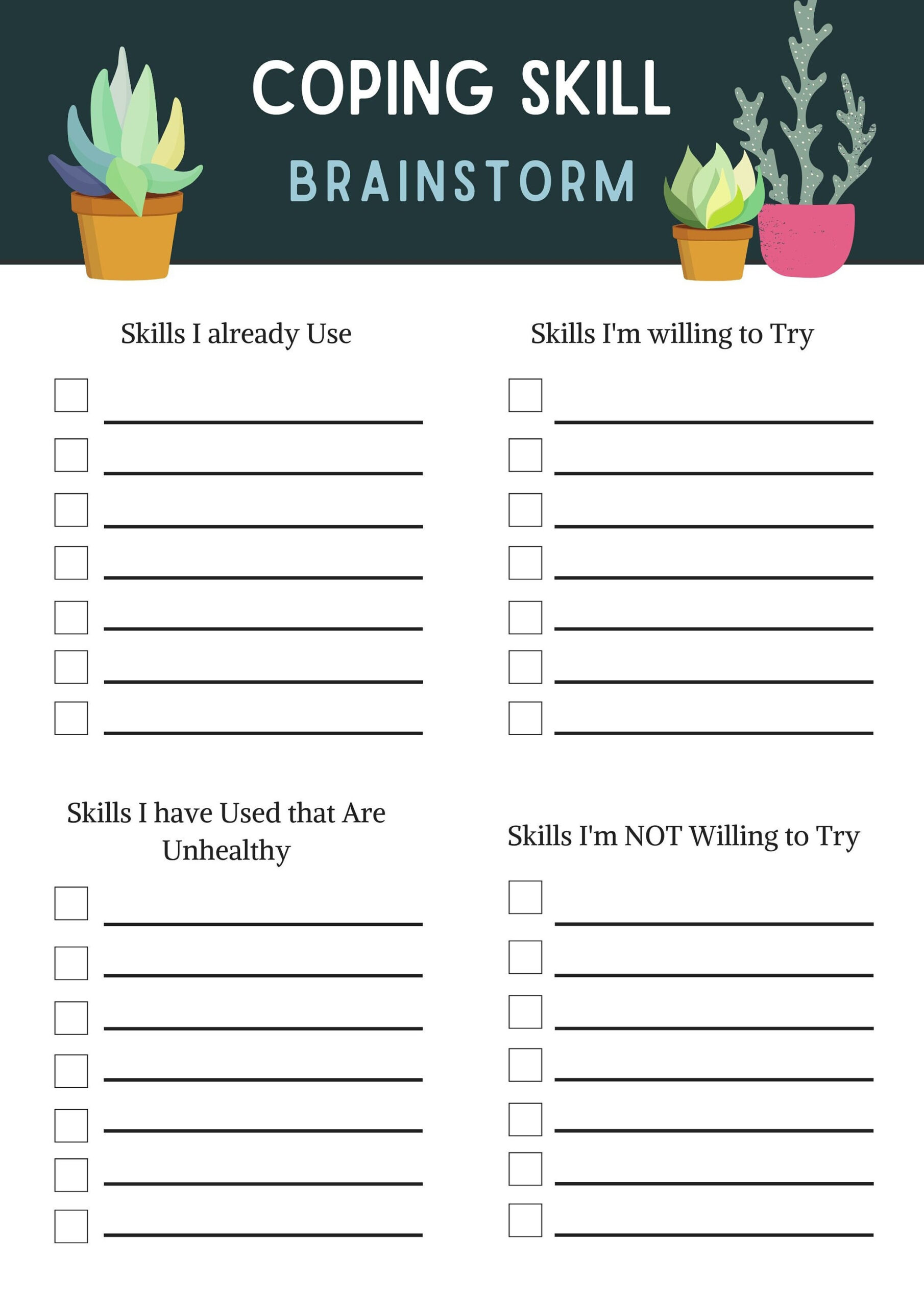 Free Printable Coping Skills Worksheets | Printable Worksheets