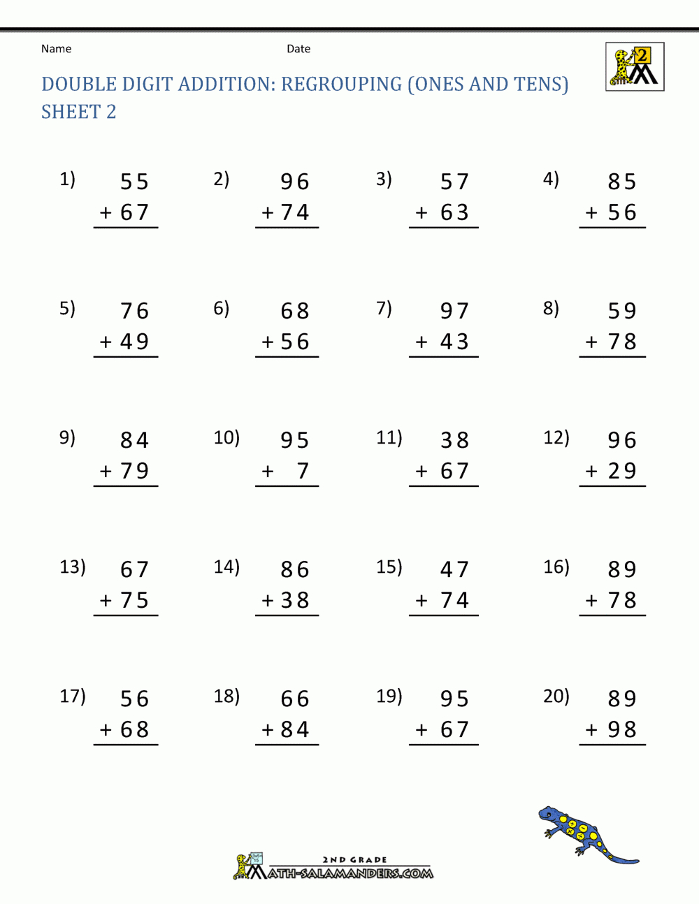 Free Printable Double Digit Addition Worksheets | Printable Worksheets
