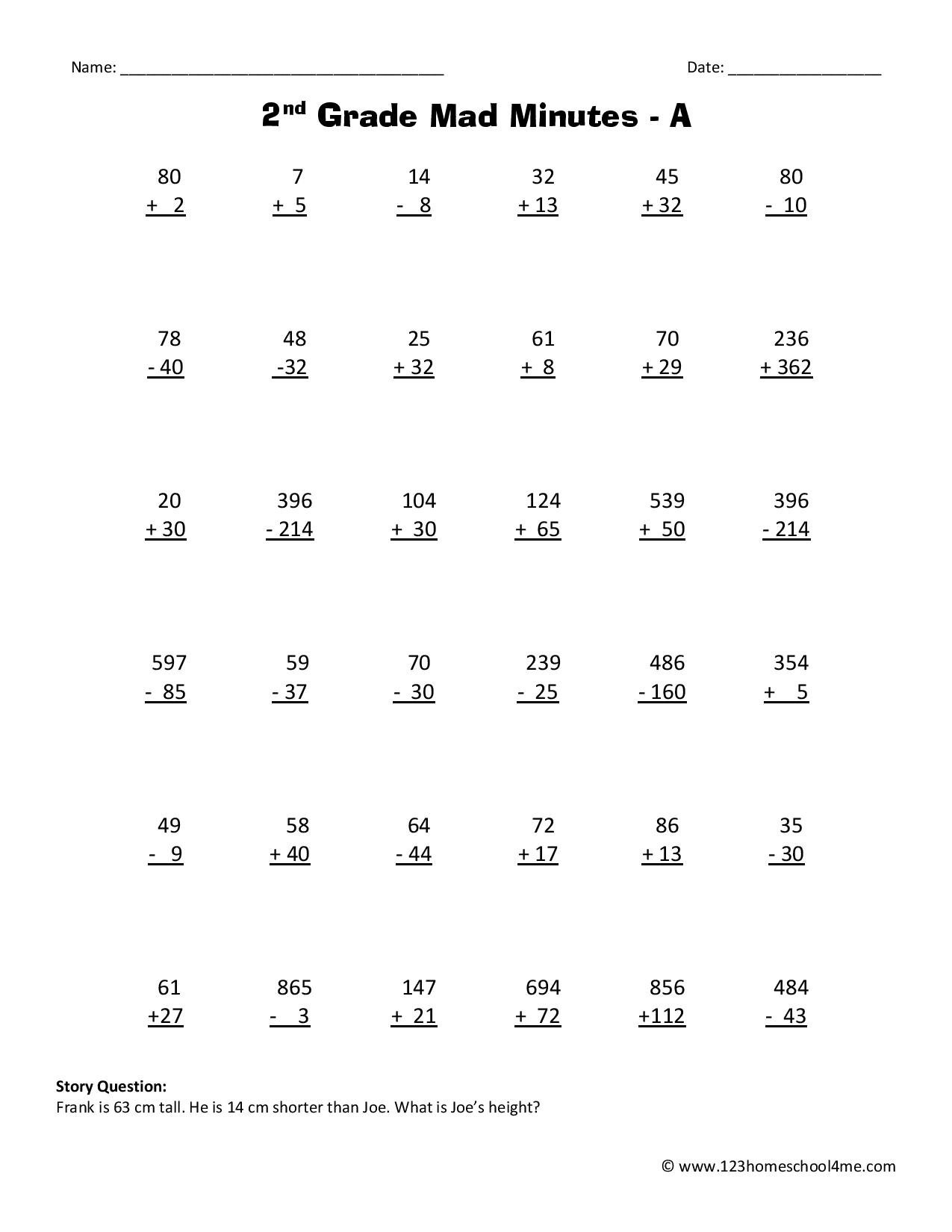 2nd Grade Math Worksheets Free Printable | Printable Worksheets