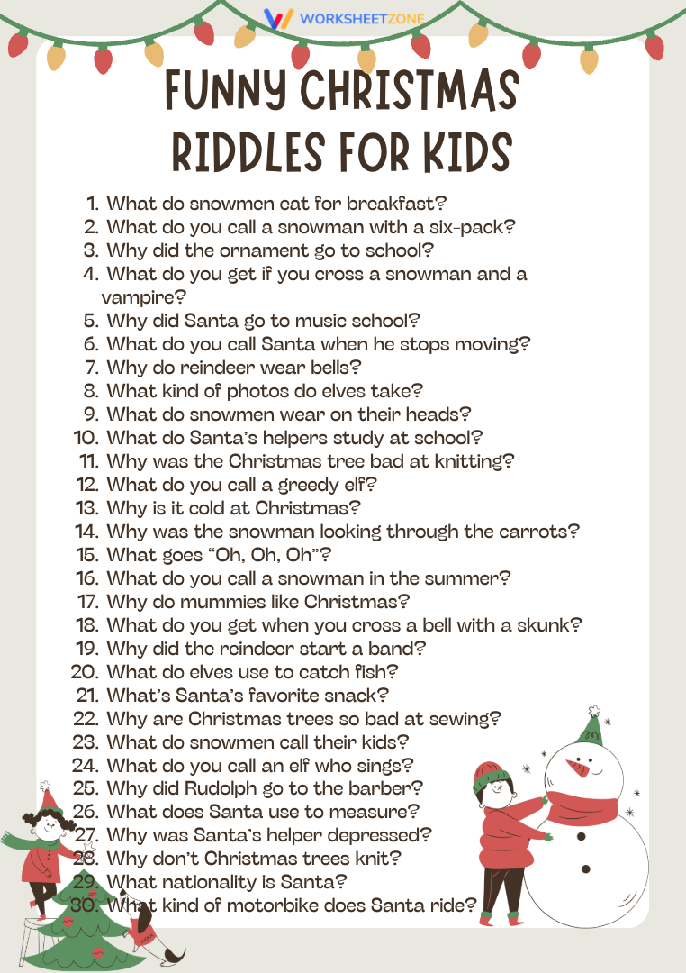 Christmas Riddles Worksheets | Printable Worksheets